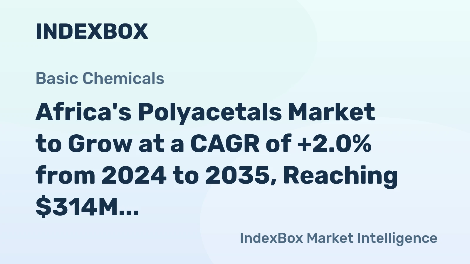 Africa's Polyacetals Market to Grow at a CAGR of +2.0% from 2024 to 2035, Reaching $314M by the End of 2035