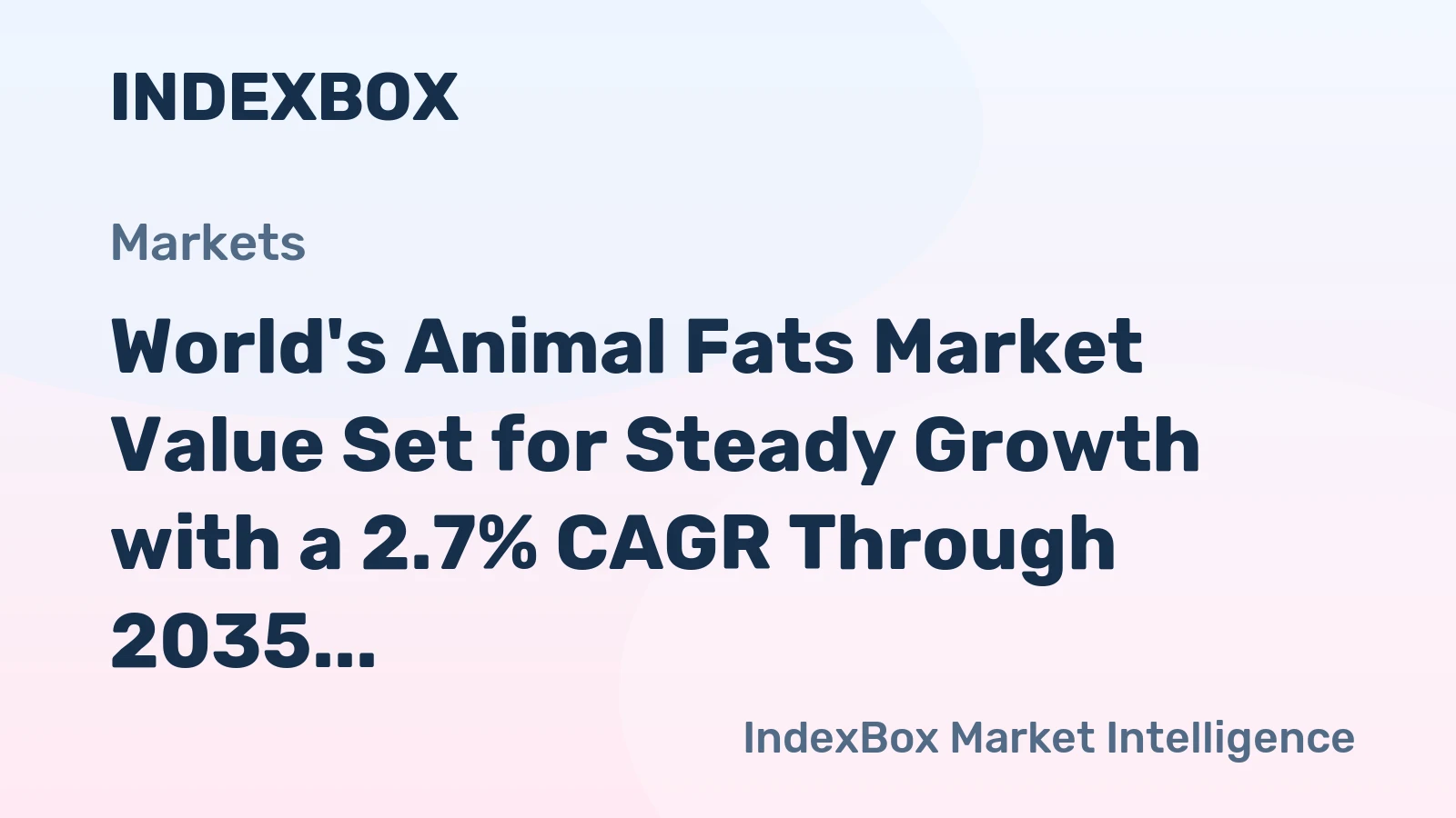 World's Animal Fats Market Value Set for Steady Growth with a 2.7% CAGR Through 2035