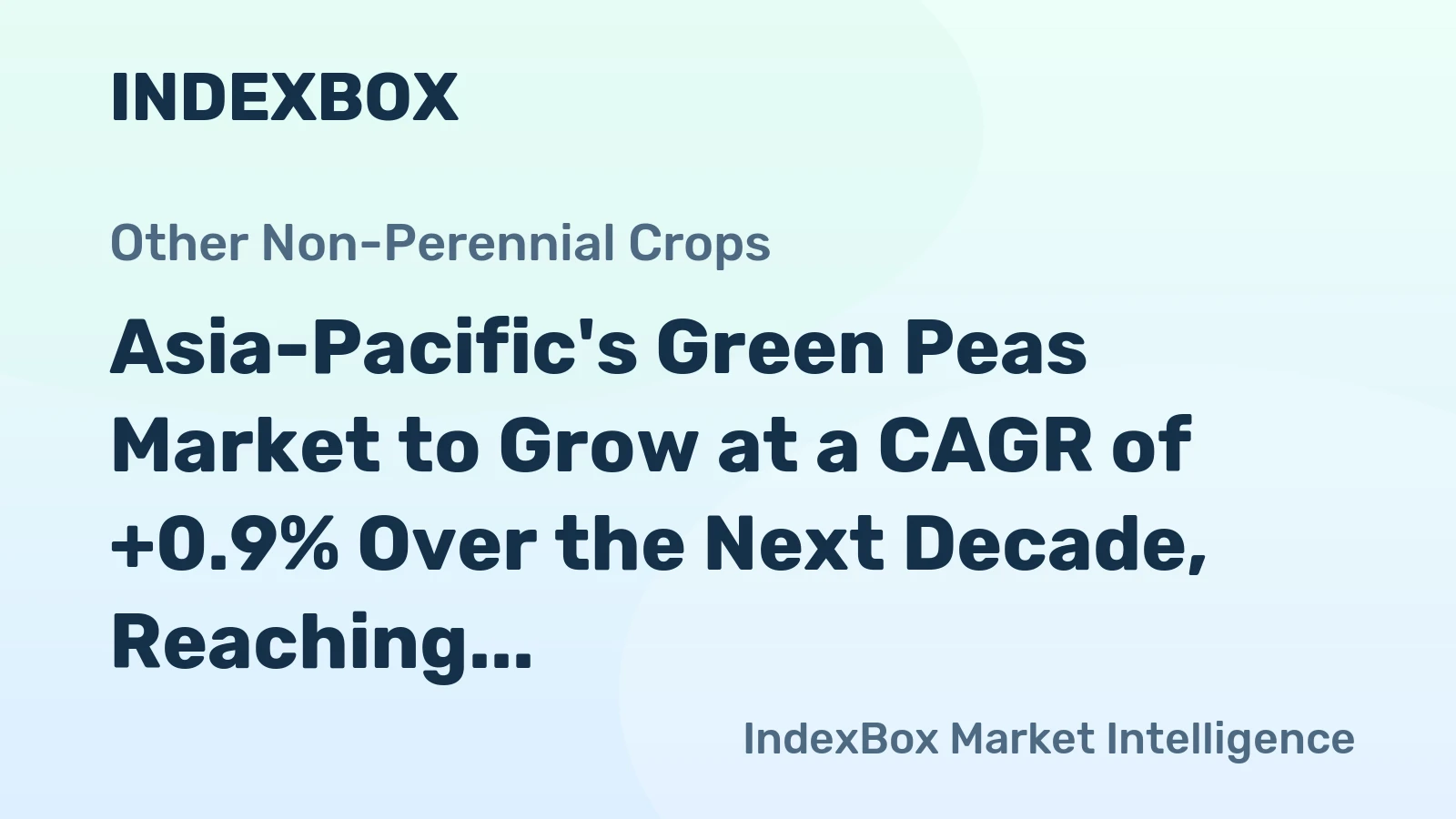 Asia-Pacific's Green Peas Market to Grow at a CAGR of +0.9% Over the Next Decade, Reaching $36B by 2035