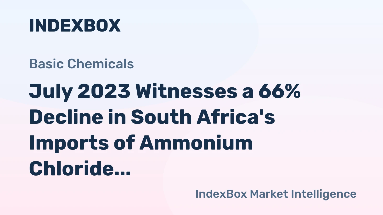 July 2023 Witnesses a 66% Decline in South Africa's Imports of Ammonium Chloride, Reaching $184K.