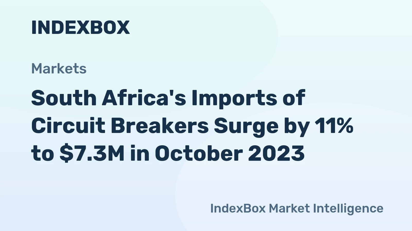 South Africa's Imports of Circuit Breakers Surge by 11% to $7.3M in October 2023