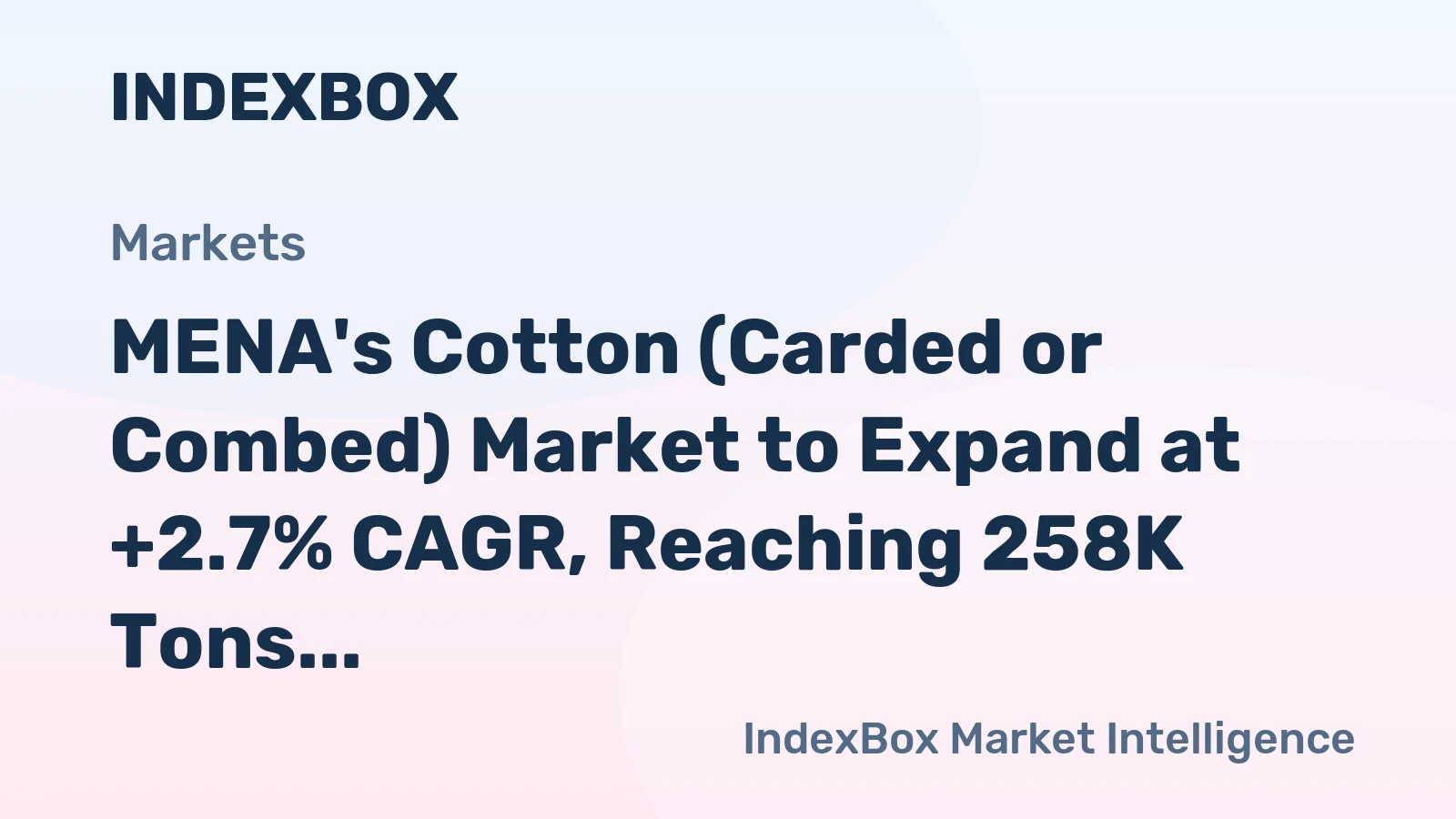 MENA's Cotton (Carded or Combed) Market to Expand at +2.7% CAGR, Reaching 258K Tons by 2035
