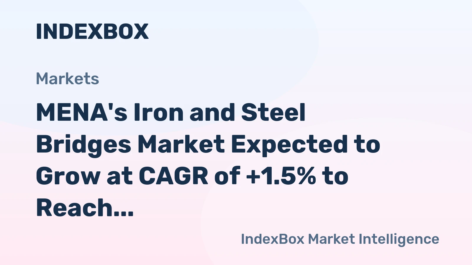 MENA's Iron and Steel Bridges Market Expected to Grow at CAGR of +1.5% to Reach $2.2B by 2035