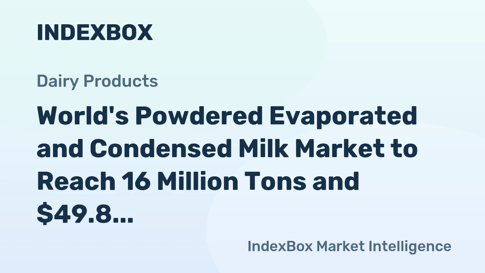 World's Powdered Evaporated and Condensed Milk Market to Reach 16 Million Tons and $49.8 Billion by 2035