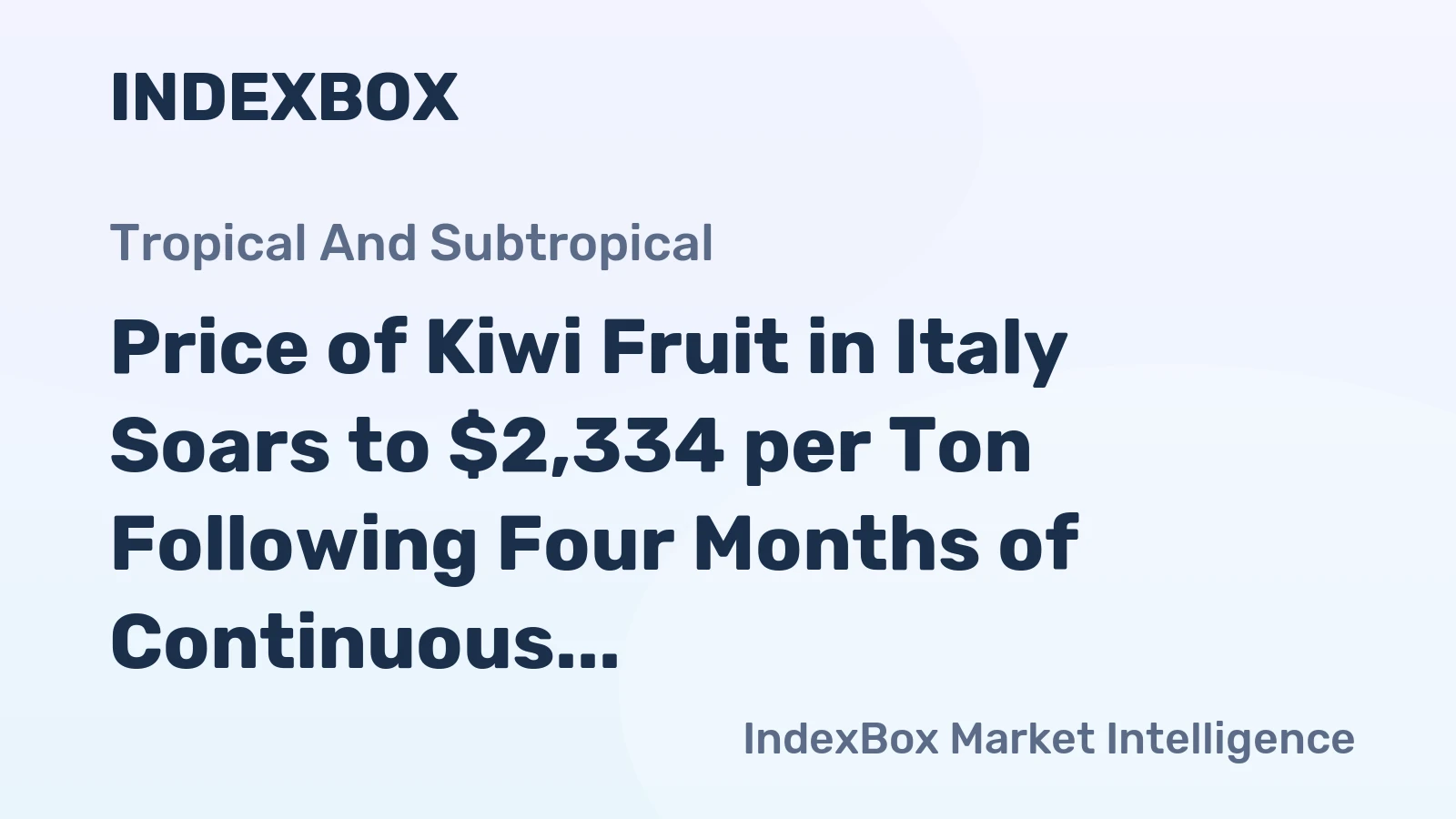 Price of Kiwi Fruit in Italy Soars to $2,334 per Ton Following Four Months of Continuous Increase