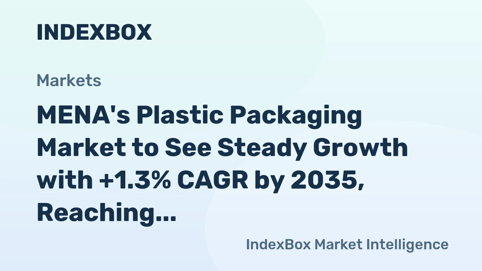 MENA's Plastic Packaging Market to See Steady Growth with +1.3% CAGR by 2035, Reaching $30.2B