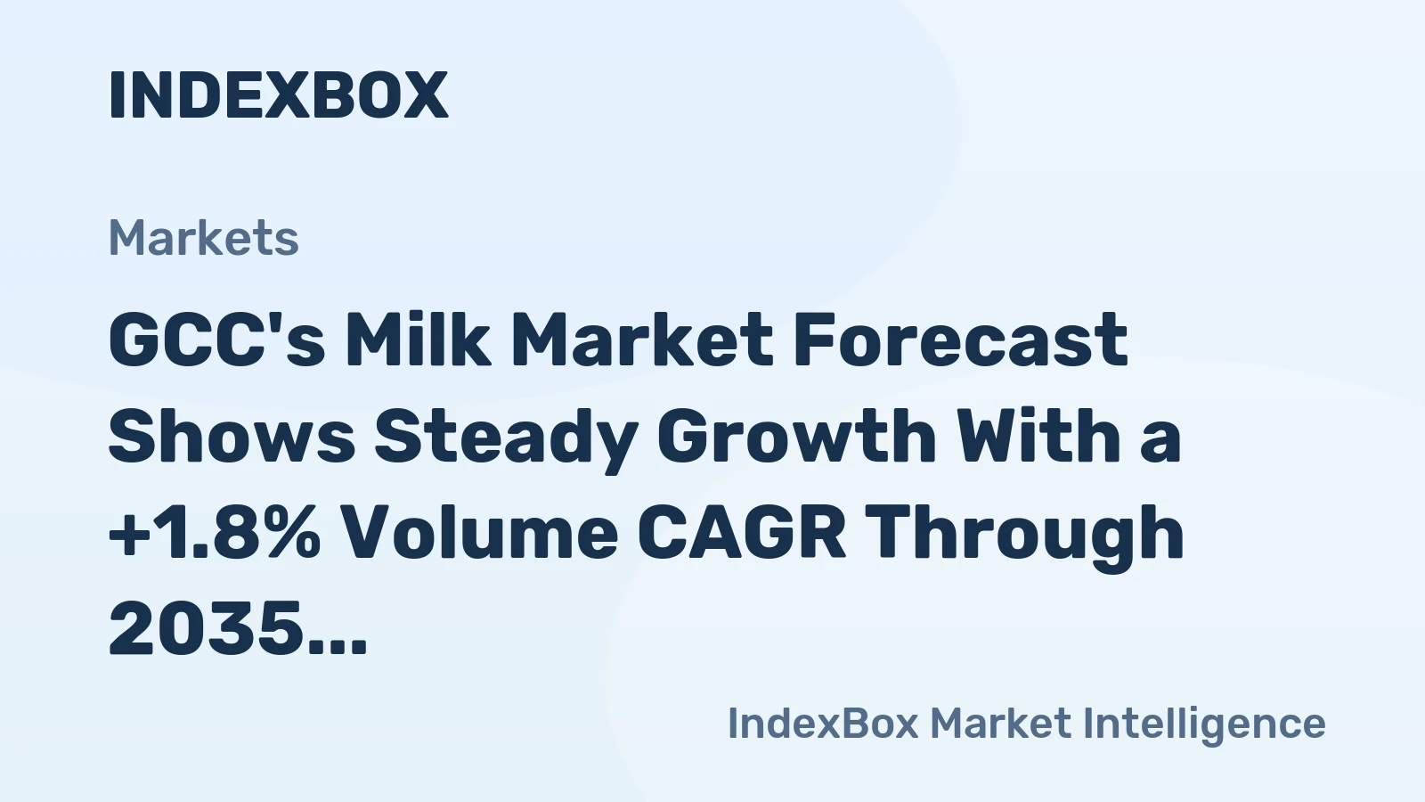 GCC's Milk Market Forecast Shows Steady Growth With a +1.8% Volume CAGR Through 2035