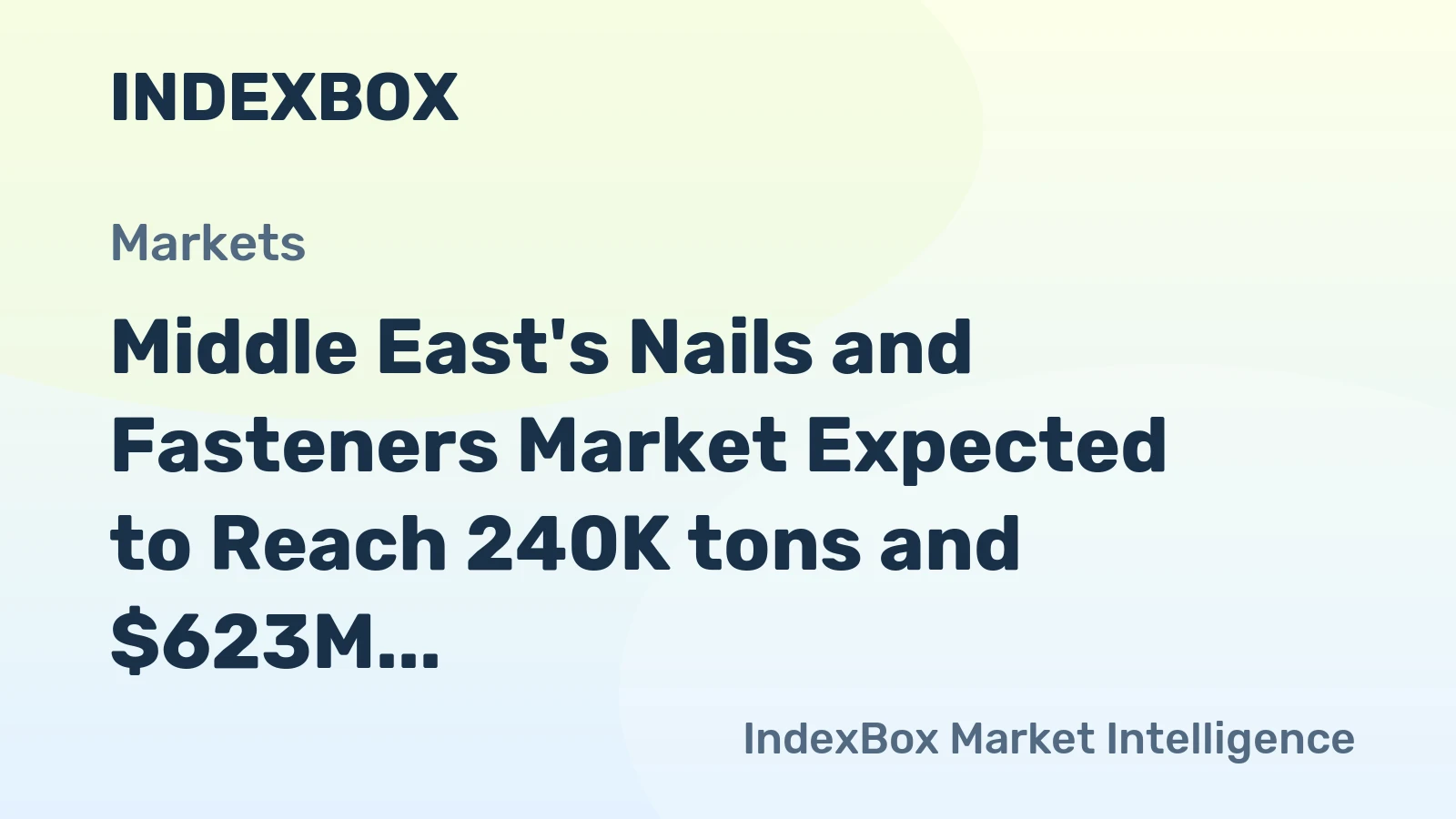 Middle East's Nails and Fasteners Market Expected to Reach 240K tons and $623M by 2035