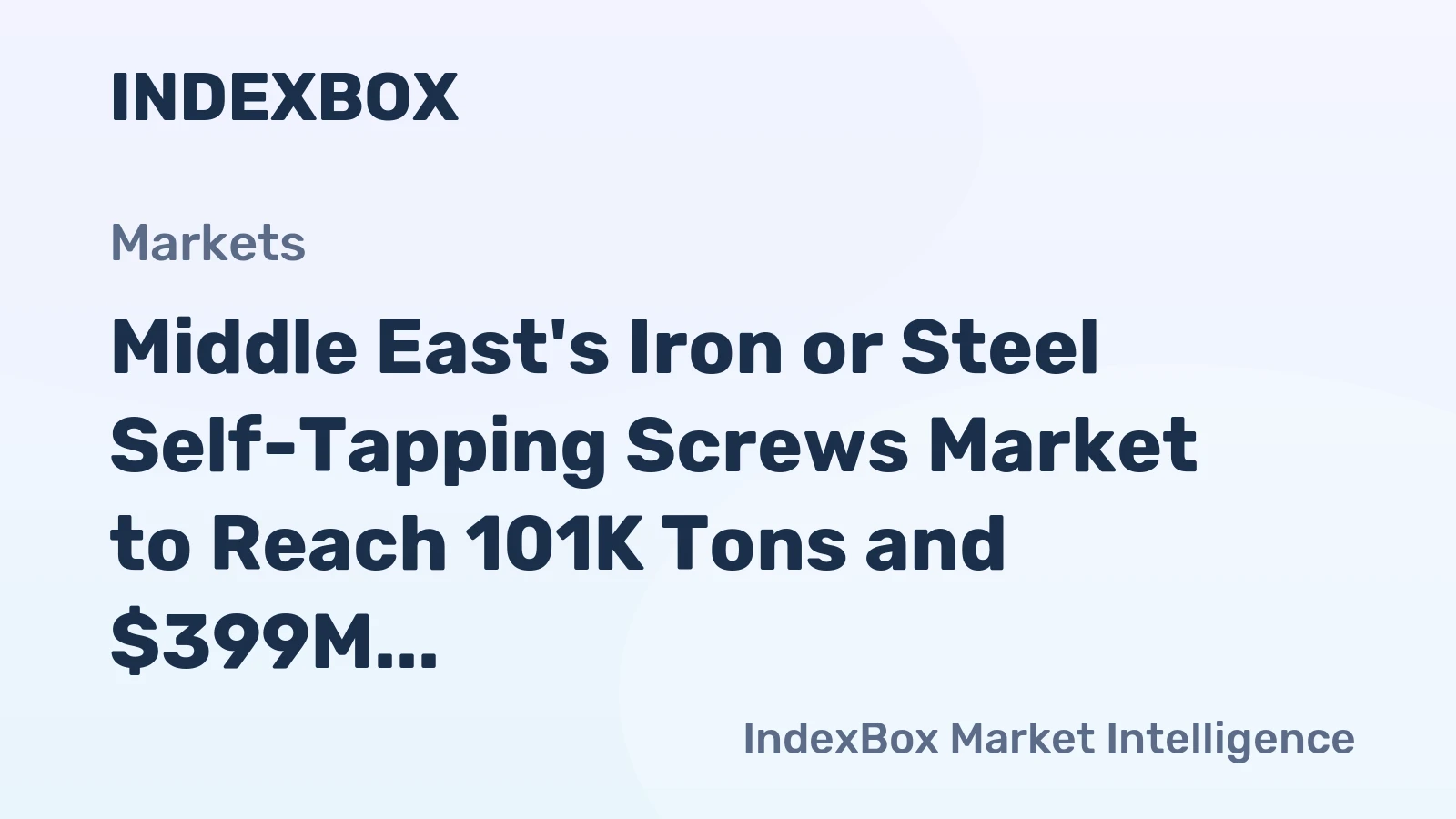 Middle East's Iron or Steel Self-Tapping Screws Market to Reach 101K Tons and $399M by 2035