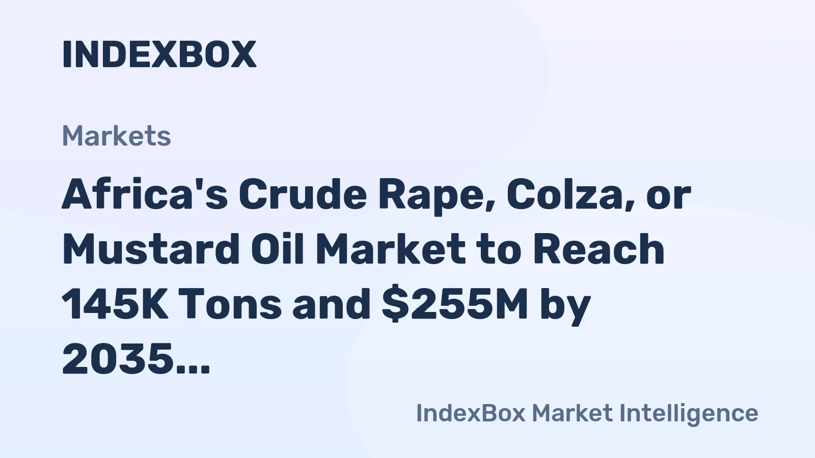 Africa's Crude Rape, Colza, or Mustard Oil Market to Reach 145K Tons and $255M by 2035