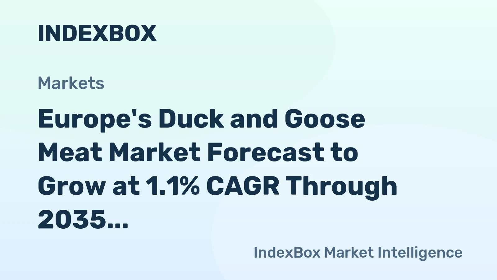 Europe's Duck and Goose Meat Market Forecast to Grow at 1.1% CAGR Through 2035