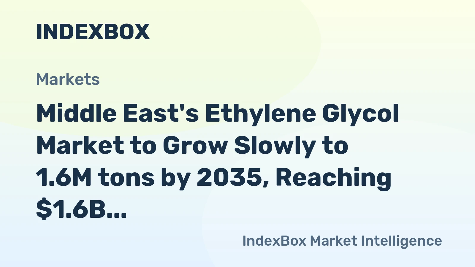 Middle East's Ethylene Glycol Market to Grow Slowly to 1.6M tons by 2035, Reaching $1.6B in Value