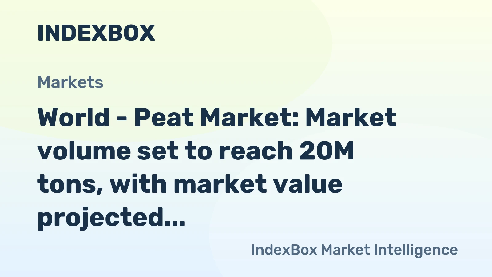 World - Peat Market: Market volume set to reach 20M tons, with market value projected to reach $82.3B by 2035