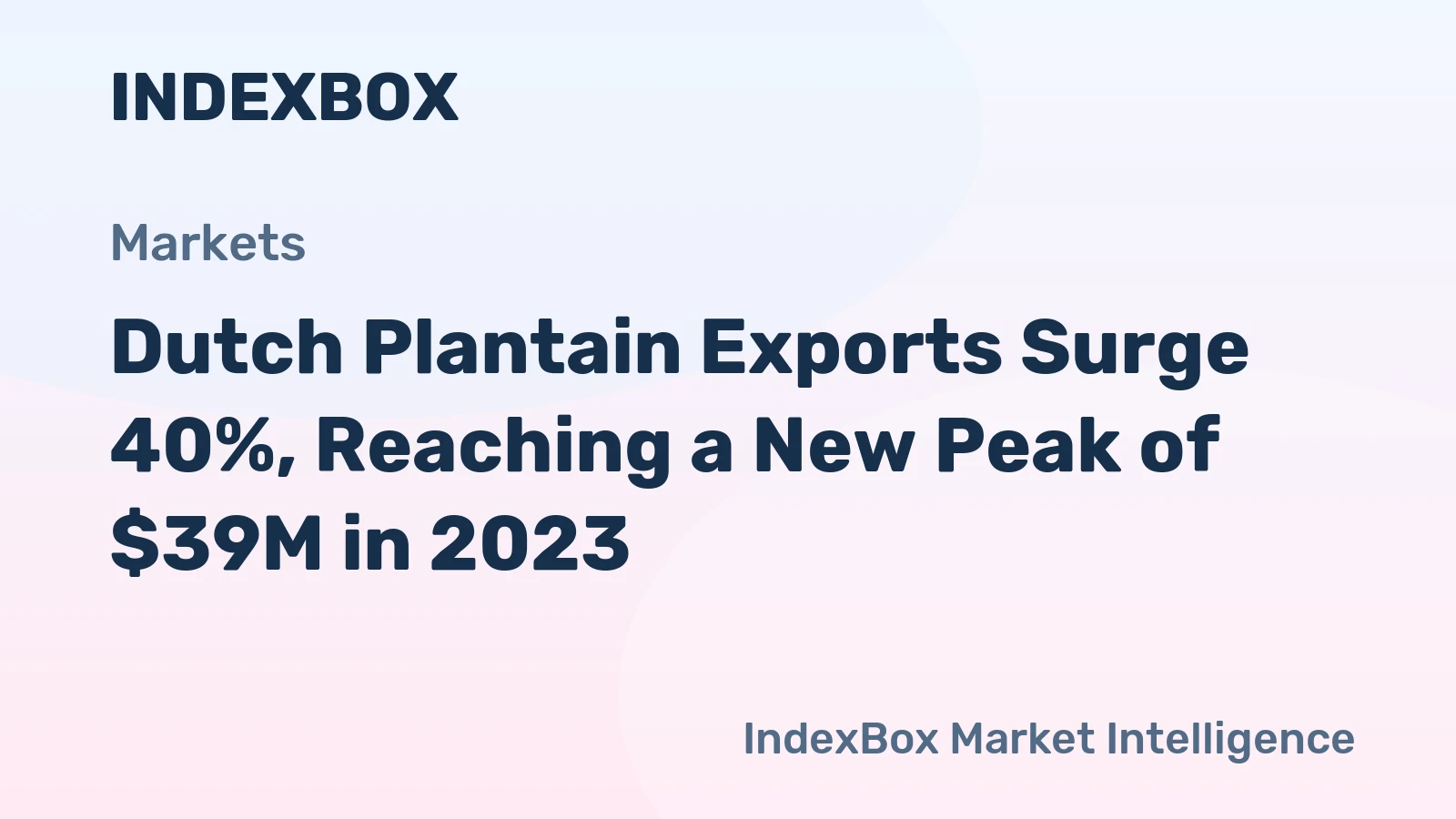 Dutch Plantain Exports Surge 40%, Reaching a New Peak of $39M in 2023