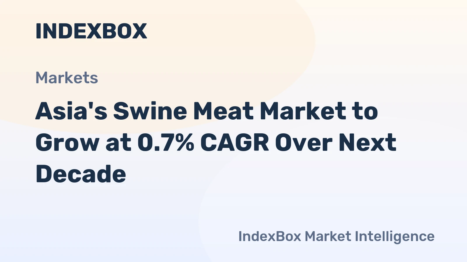 Asia's Swine Meat Market to Grow at 0.7% CAGR Over Next Decade