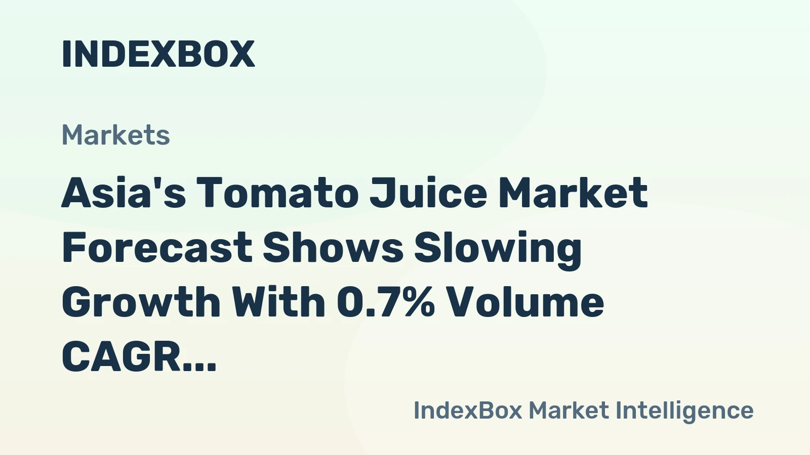 Asia's Tomato Juice Market Forecast Shows Slowing Growth With 0.7% Volume CAGR Through 2035
