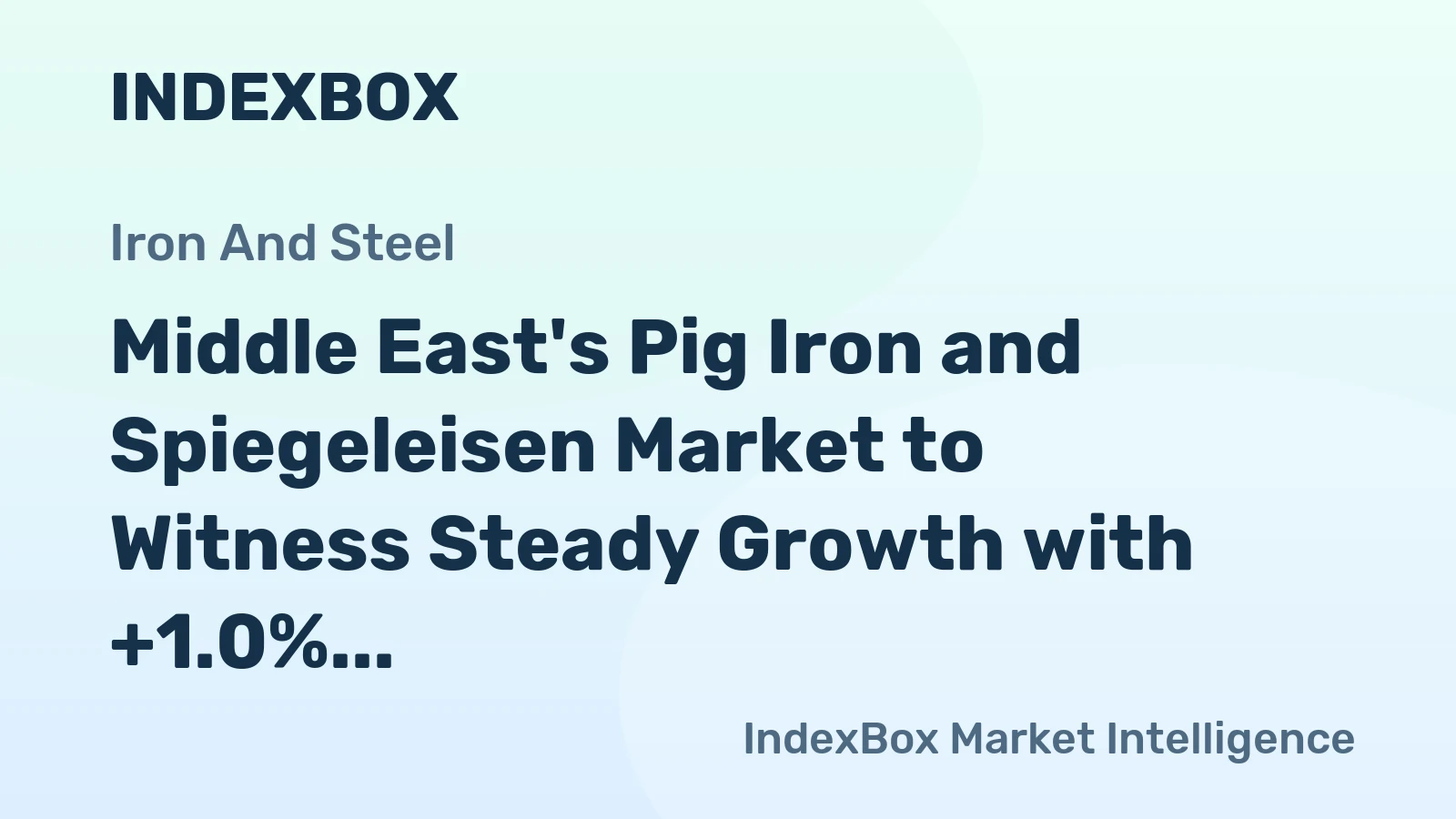 Middle East's Pig Iron and Spiegeleisen Market to Witness Steady Growth with +1.0% CAGR