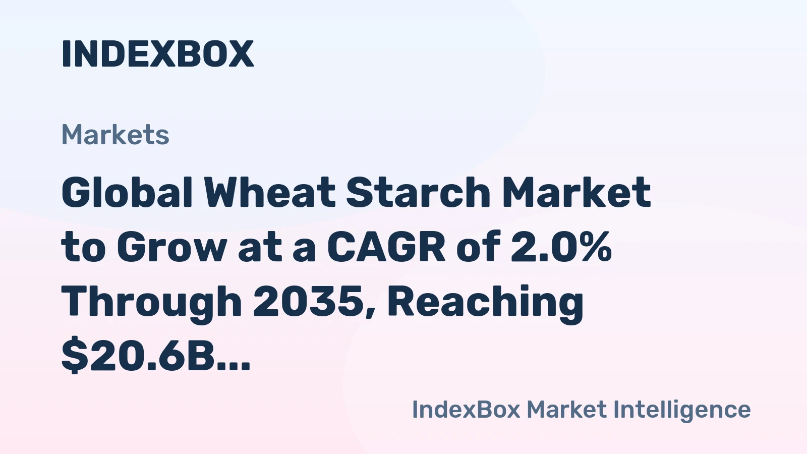 Global Wheat Starch Market to Grow at a CAGR of 2.0% Through 2035, Reaching $20.6B in Value