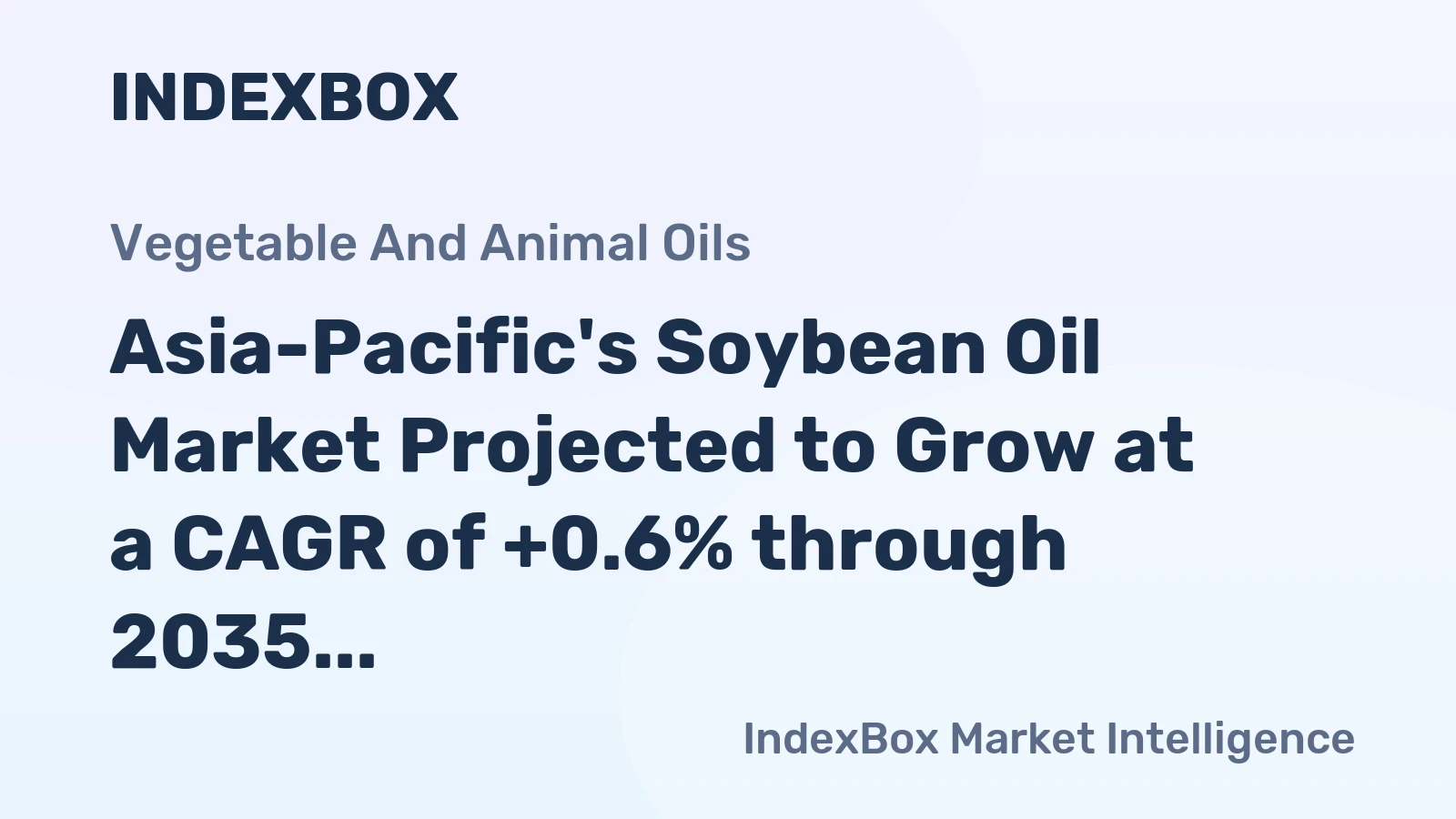 Asia-Pacific's Soybean Oil Market Projected to Grow at a CAGR of +0.6% through 2035