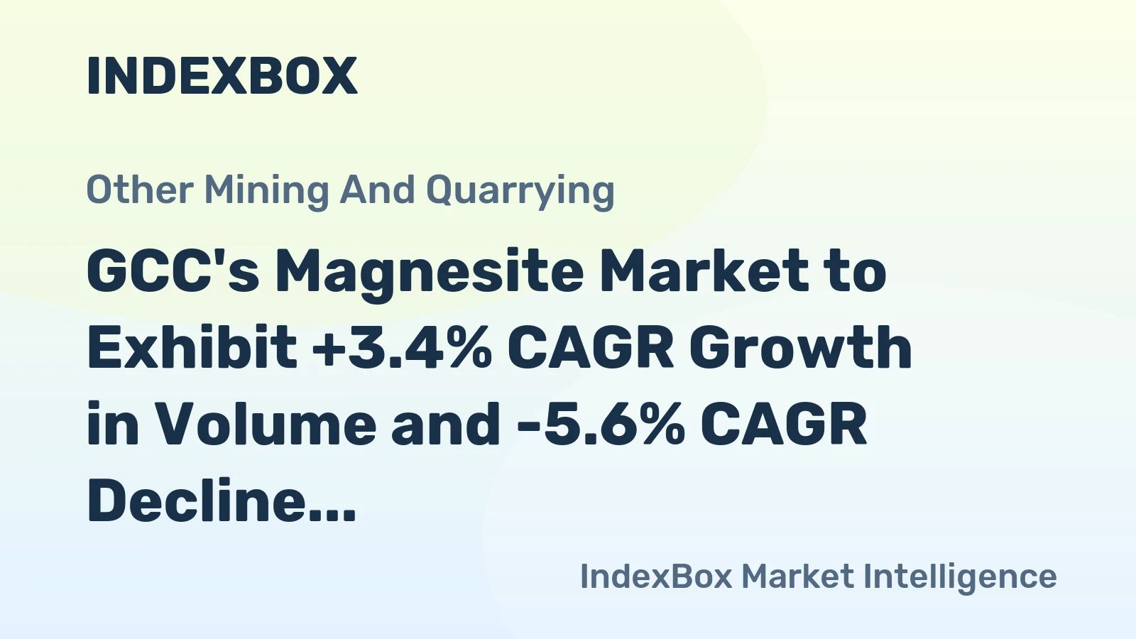 GCC's Magnesite Market to Exhibit +3.4% CAGR Growth in Volume and -5.6% CAGR Decline in Value from 2024 to 2035