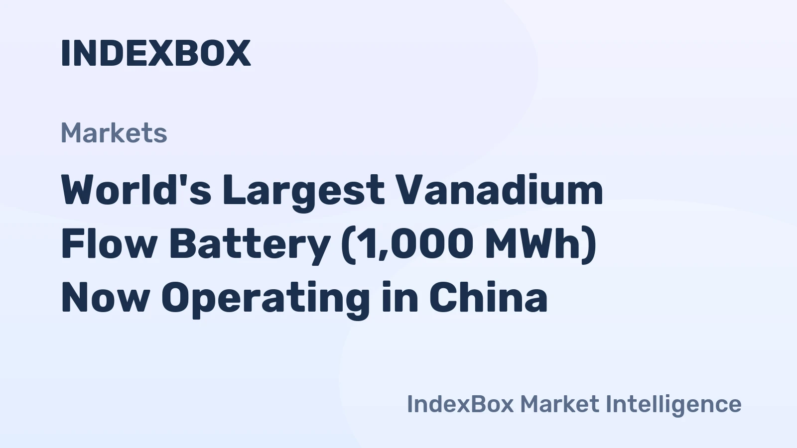 World's Largest Vanadium Flow Battery (1,000 MWh) Now Operating in China