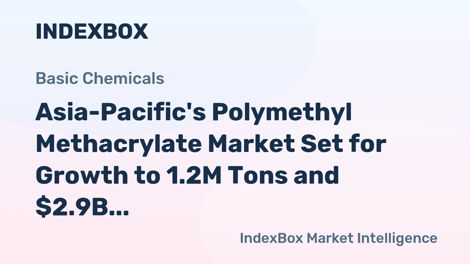 Asia-Pacific's Polymethyl Methacrylate Market Set for Growth to 1.2M Tons and $2.9B by 2035