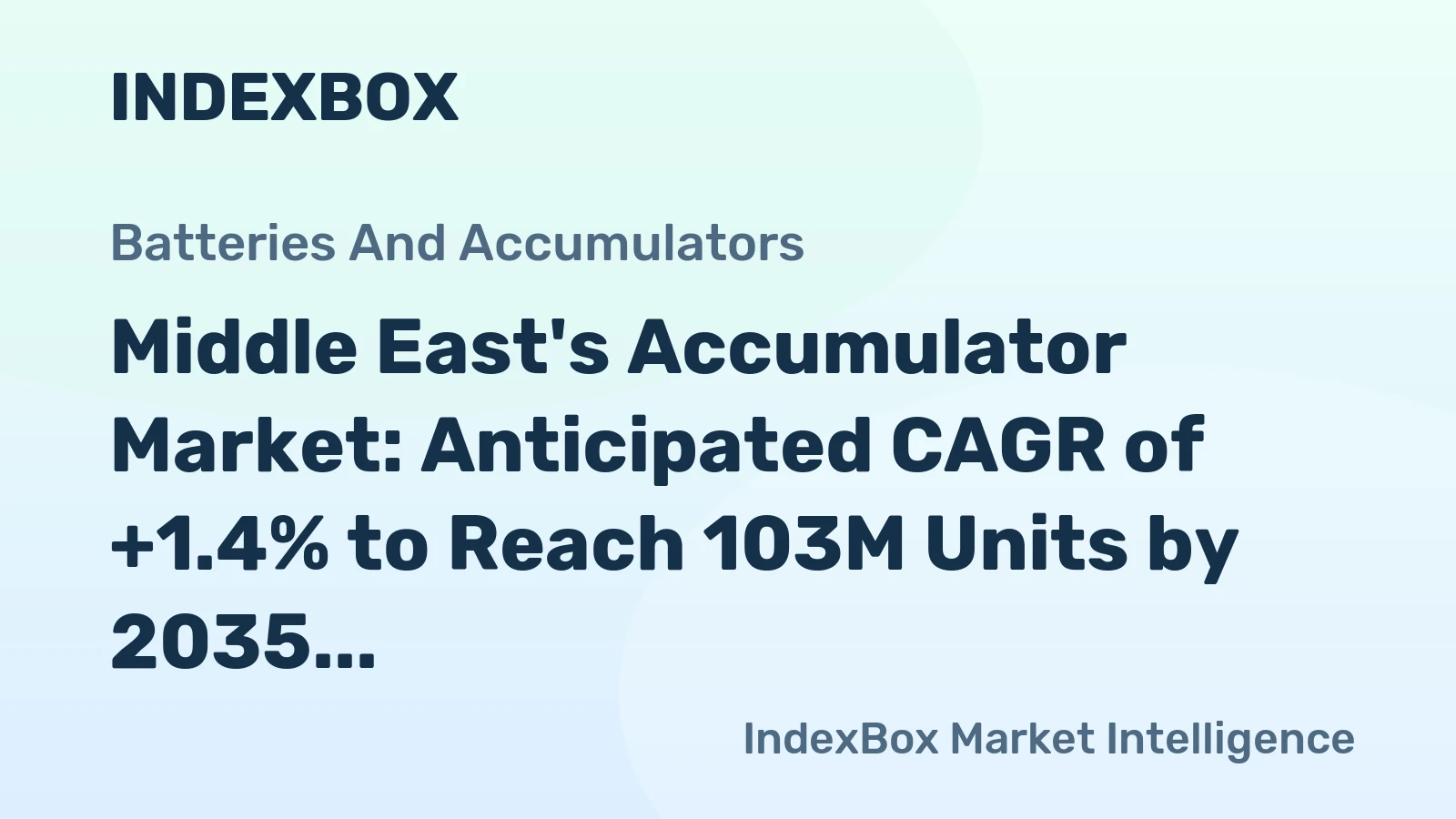 Middle East's Accumulator Market: Anticipated CAGR of +1.4% to Reach 103M Units by 2035