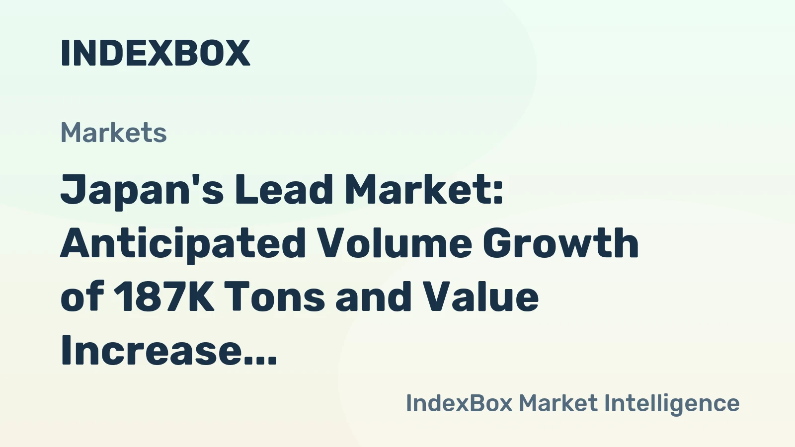 Japan's Lead Market: Anticipated Volume Growth of 187K Tons and Value Increase to $389M by 2035