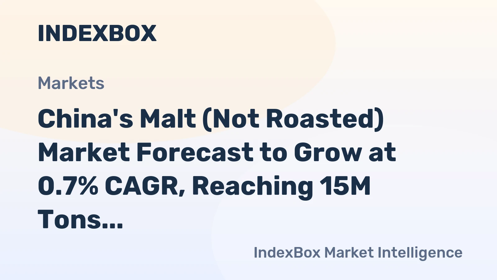 China's Malt (Not Roasted) Market Forecast to Grow at 0.7% CAGR, Reaching 15M Tons by 2035 on Steady Demand.