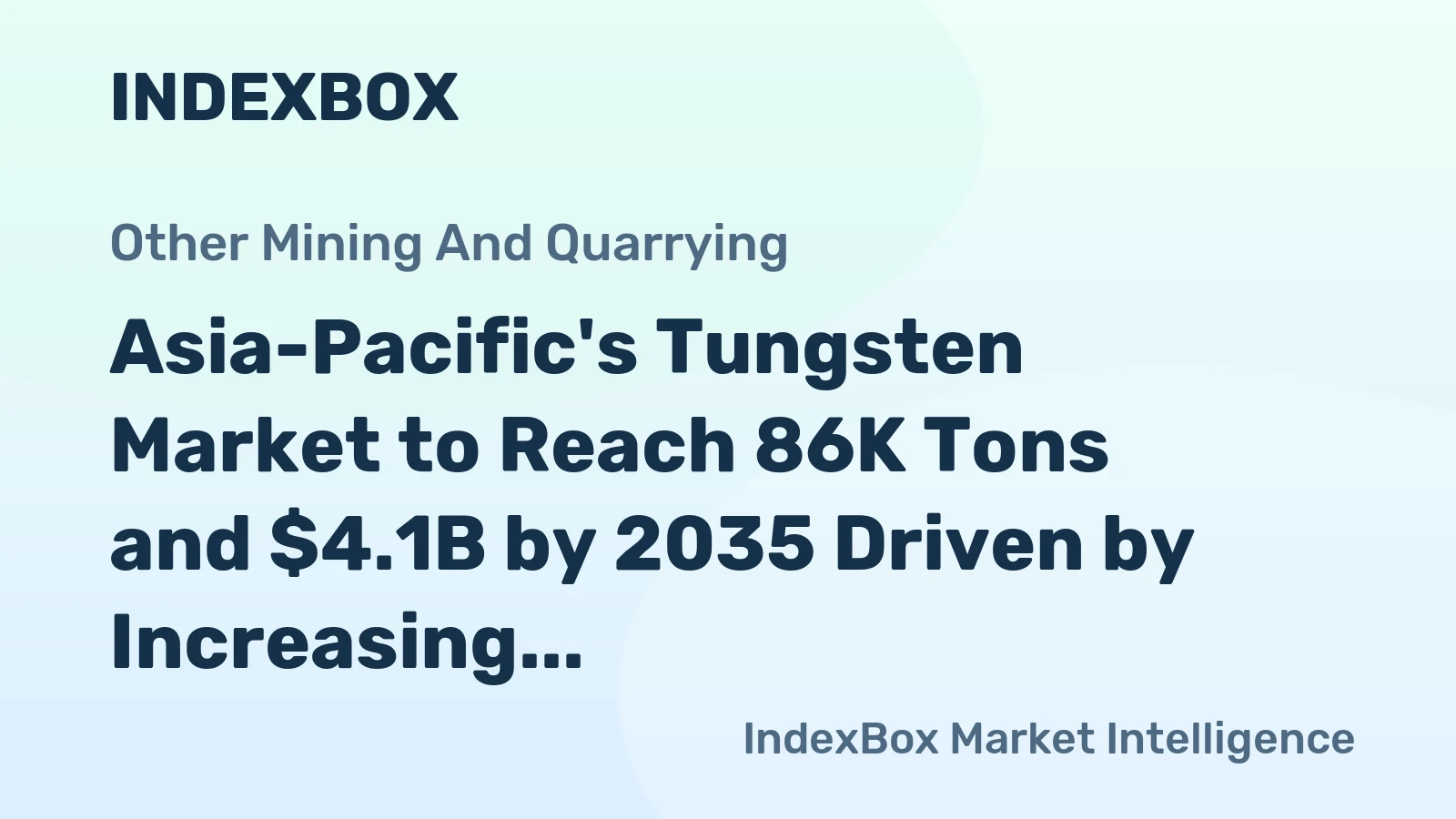 Asia-Pacific's Tungsten Market to Reach 86K Tons and $4.1B by 2035 Driven by Increasing Demand