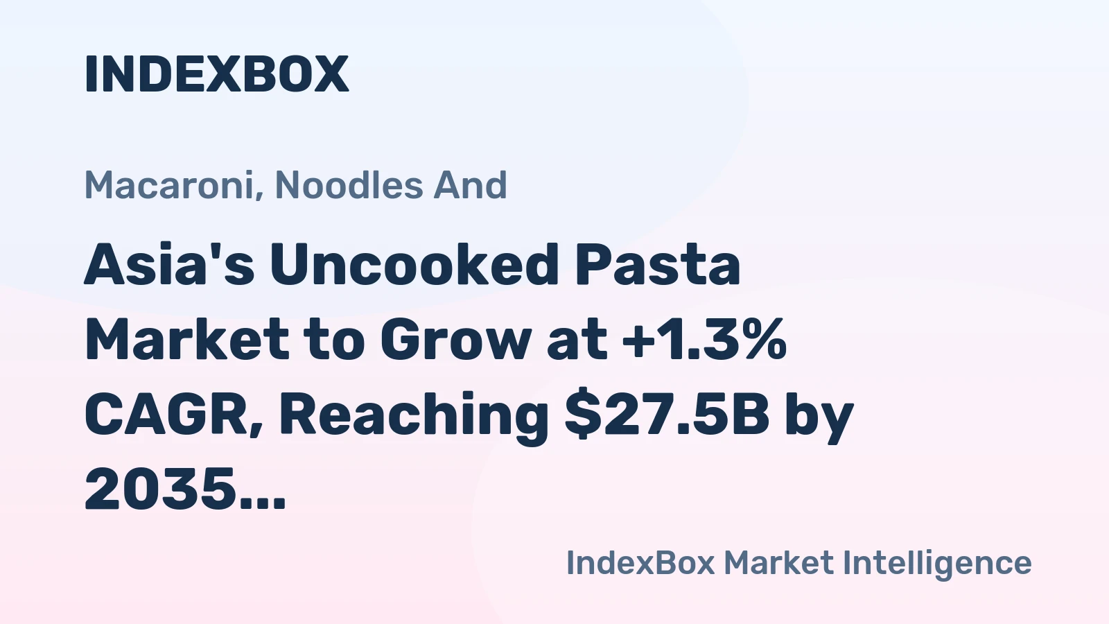 Asia's Uncooked Pasta Market to Grow at +1.3% CAGR, Reaching $27.5B by 2035