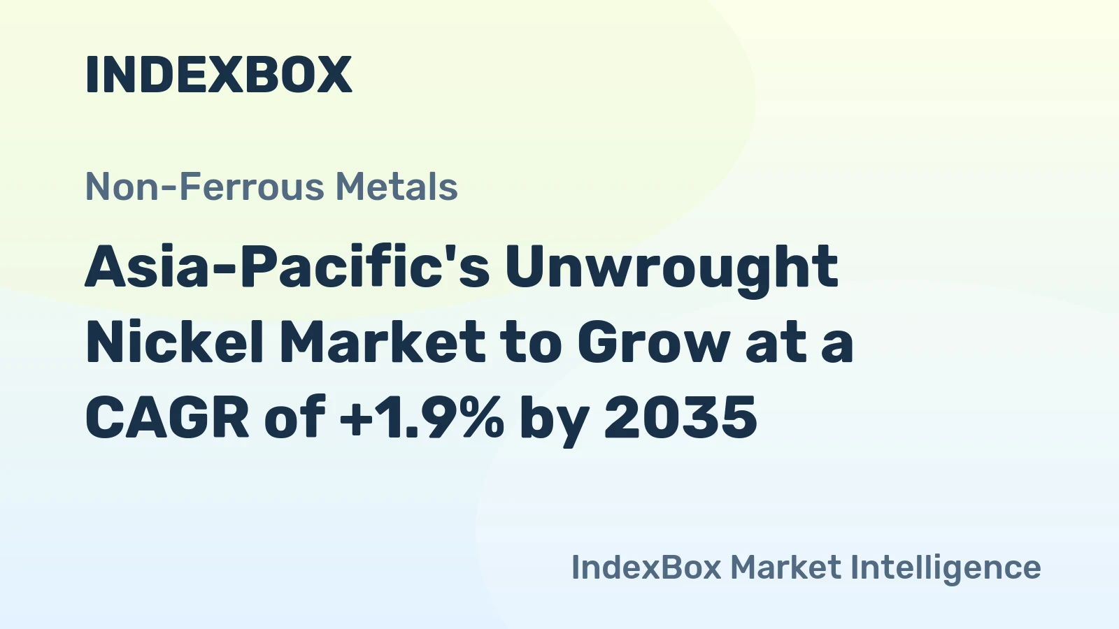 Asia-Pacific's Unwrought Nickel Market to Grow at a CAGR of +1.9% by 2035