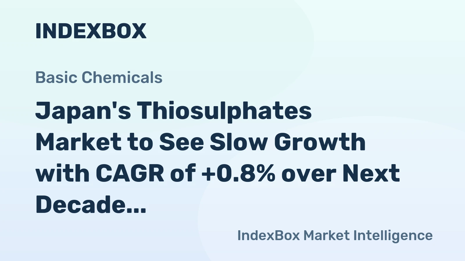 Japan's Thiosulphates Market to See Slow Growth with CAGR of +0.8% over Next Decade