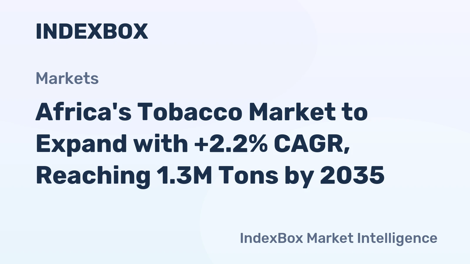 Africa's Tobacco Market to Expand with +2.2% CAGR, Reaching 1.3M Tons by 2035