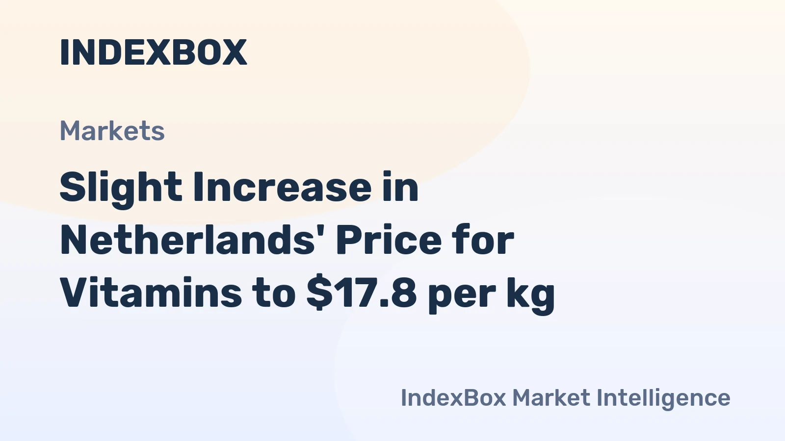 Slight Increase in Netherlands' Price for Vitamins to $17.8 per kg