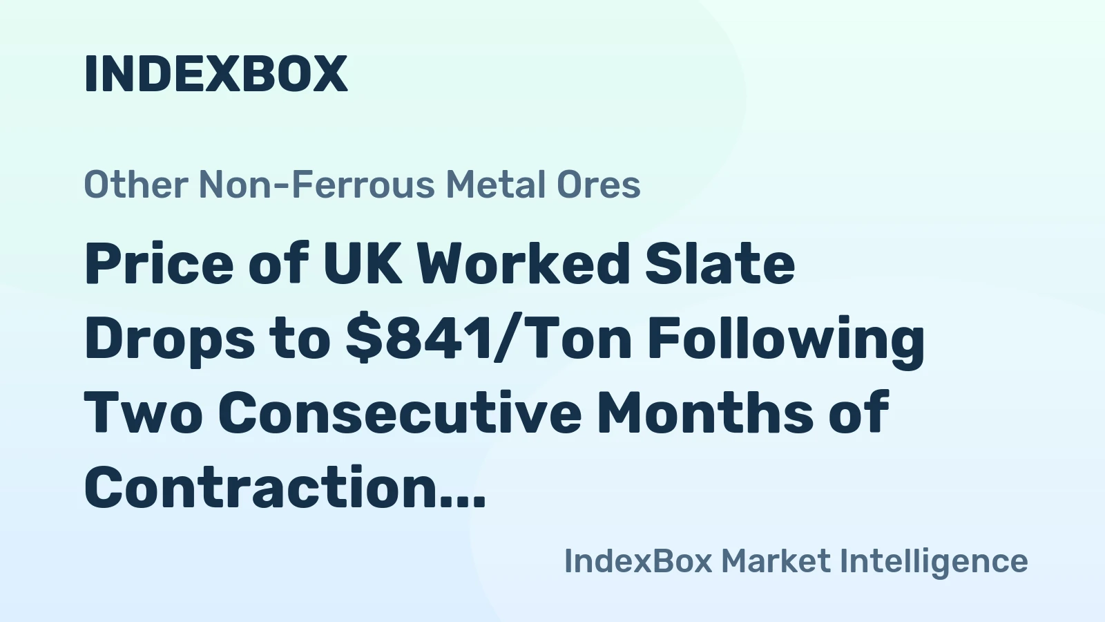 Price of UK Worked Slate Drops to $841/Ton Following Two Consecutive Months of Contraction