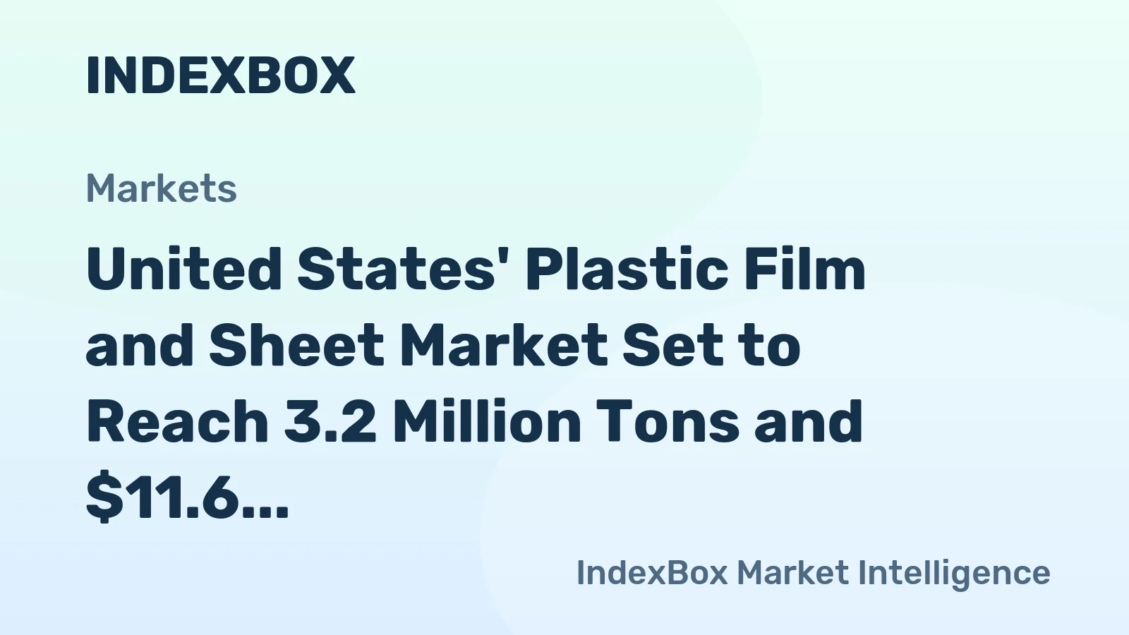United States' Plastic Film and Sheet Market Set to Reach 3.2 Million Tons and $11.6 Billion