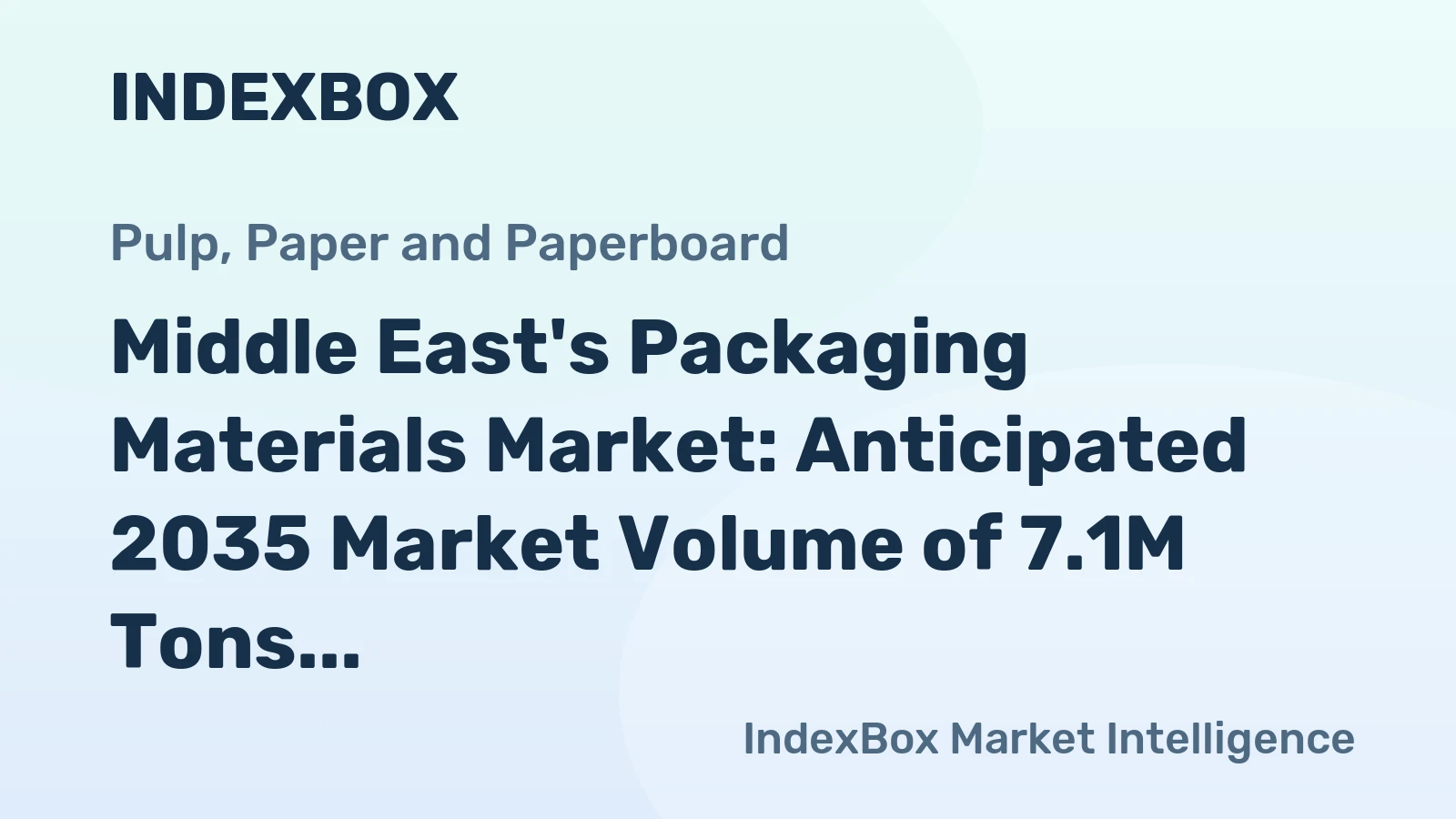 Middle East's Packaging Materials Market: Anticipated 2035 Market Volume of 7.1M Tons and Value of $6.8B