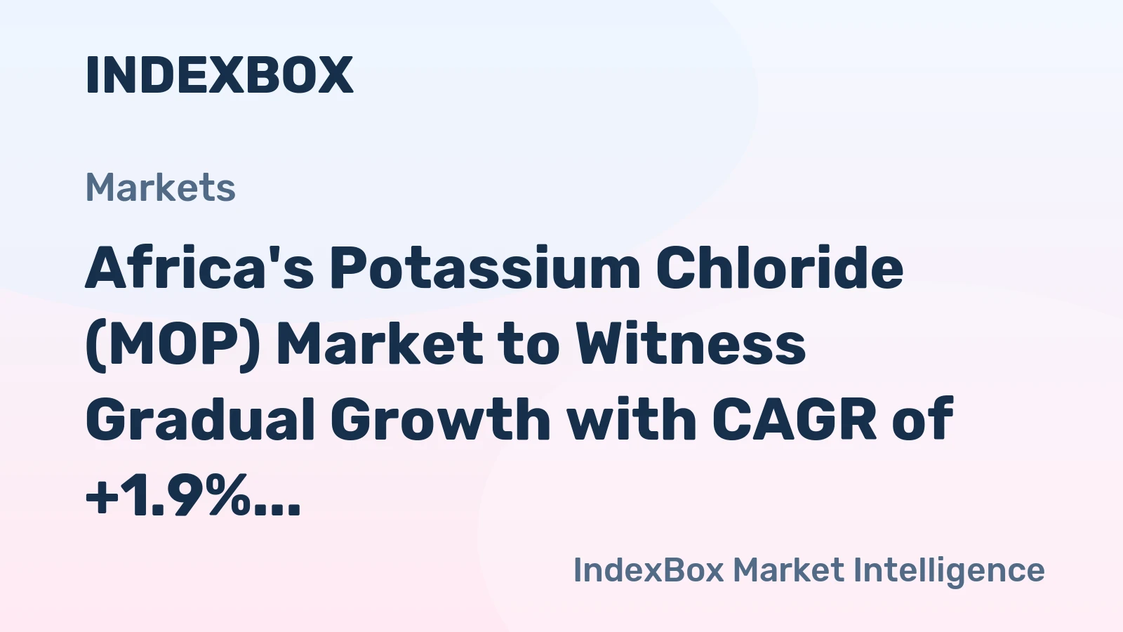 Africa's Potassium Chloride (MOP) Market to Witness Gradual Growth with CAGR of +1.9% by 2035