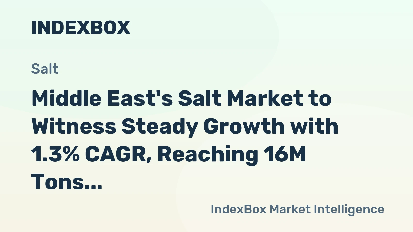 Middle East's Salt Market to Witness Steady Growth with 1.3% CAGR, Reaching 16M Tons by 2035