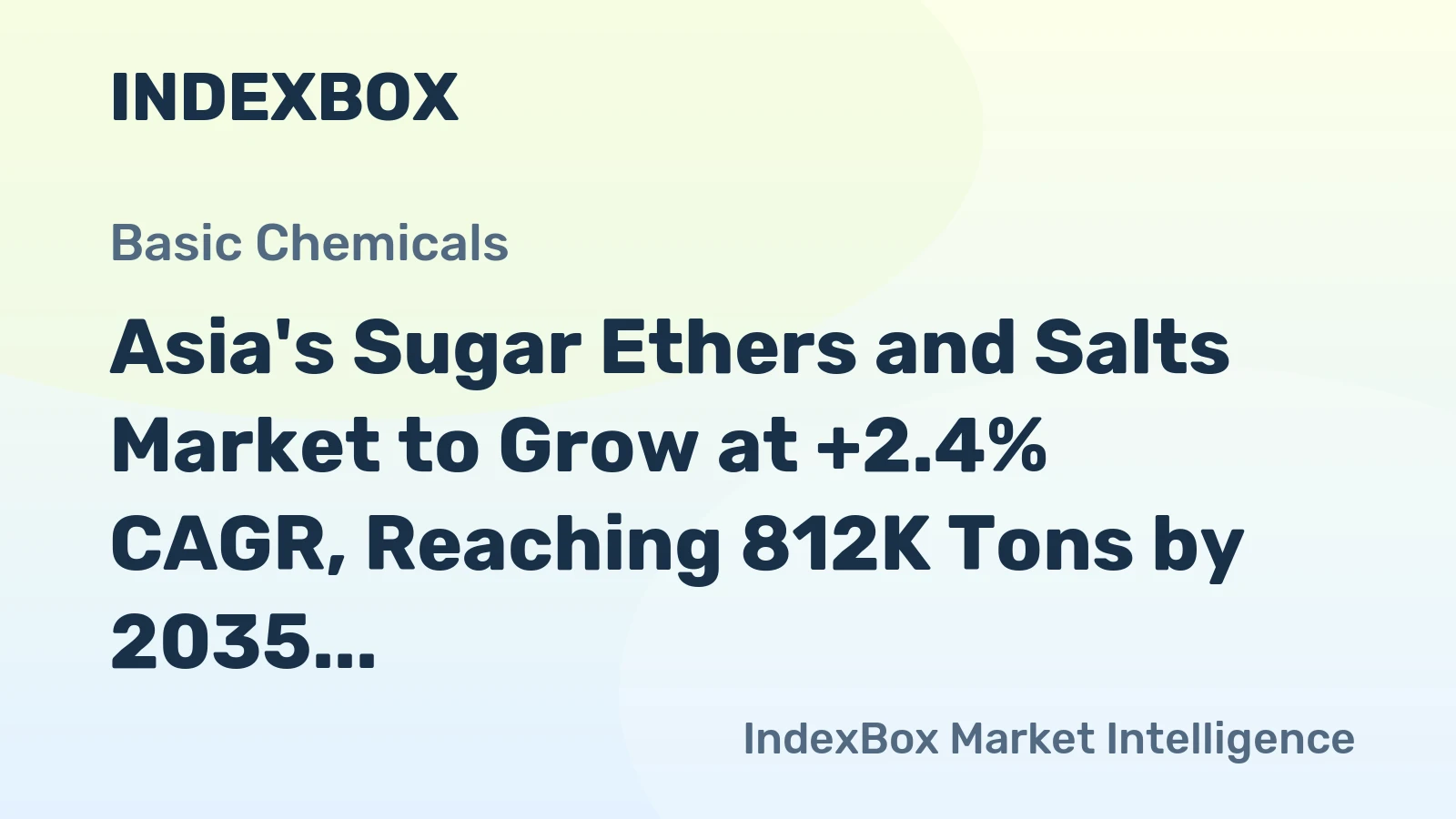 Asia's Sugar Ethers and Salts Market to Grow at +2.4% CAGR, Reaching 812K Tons by 2035