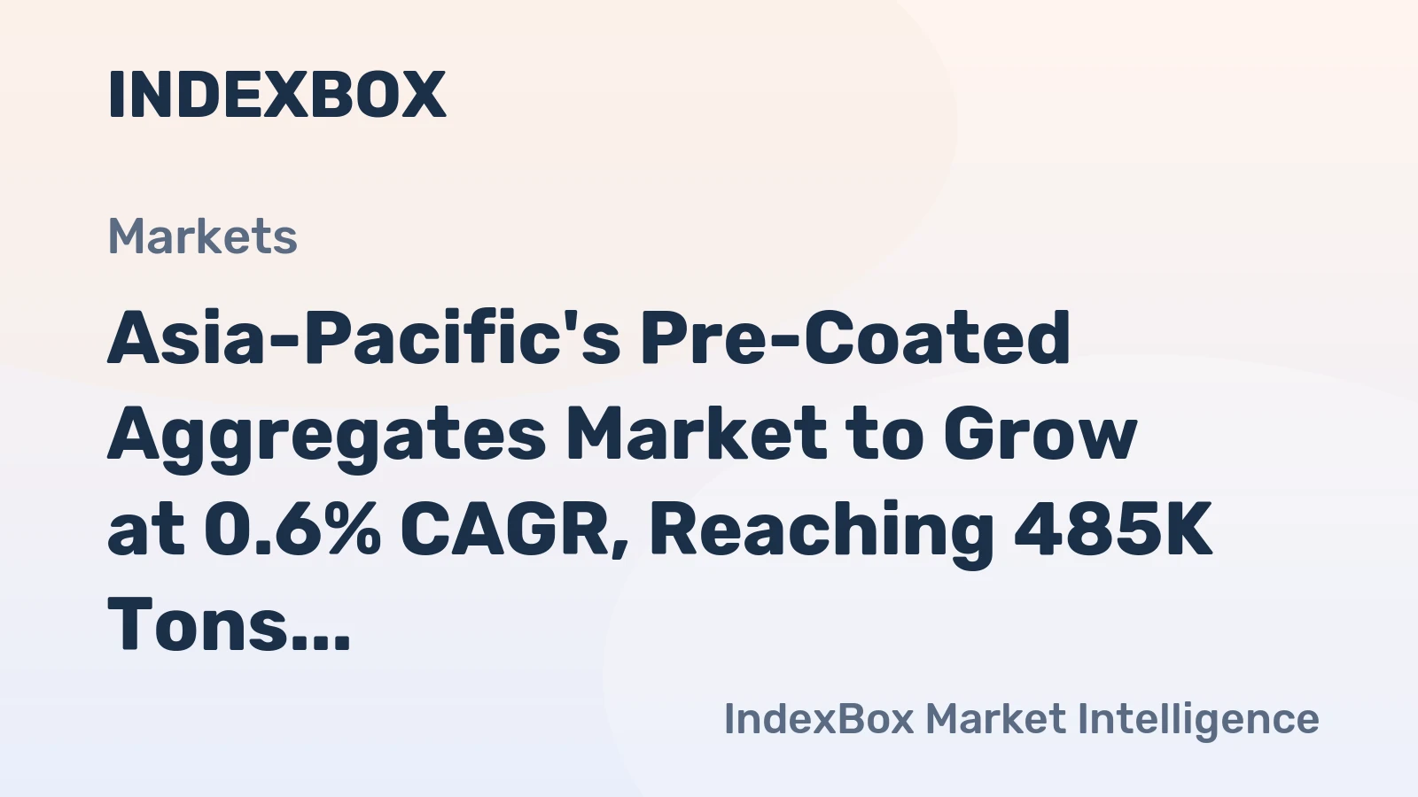 Asia-Pacific's Pre-Coated Aggregates Market to Grow at 0.6% CAGR, Reaching 485K Tons by 2035