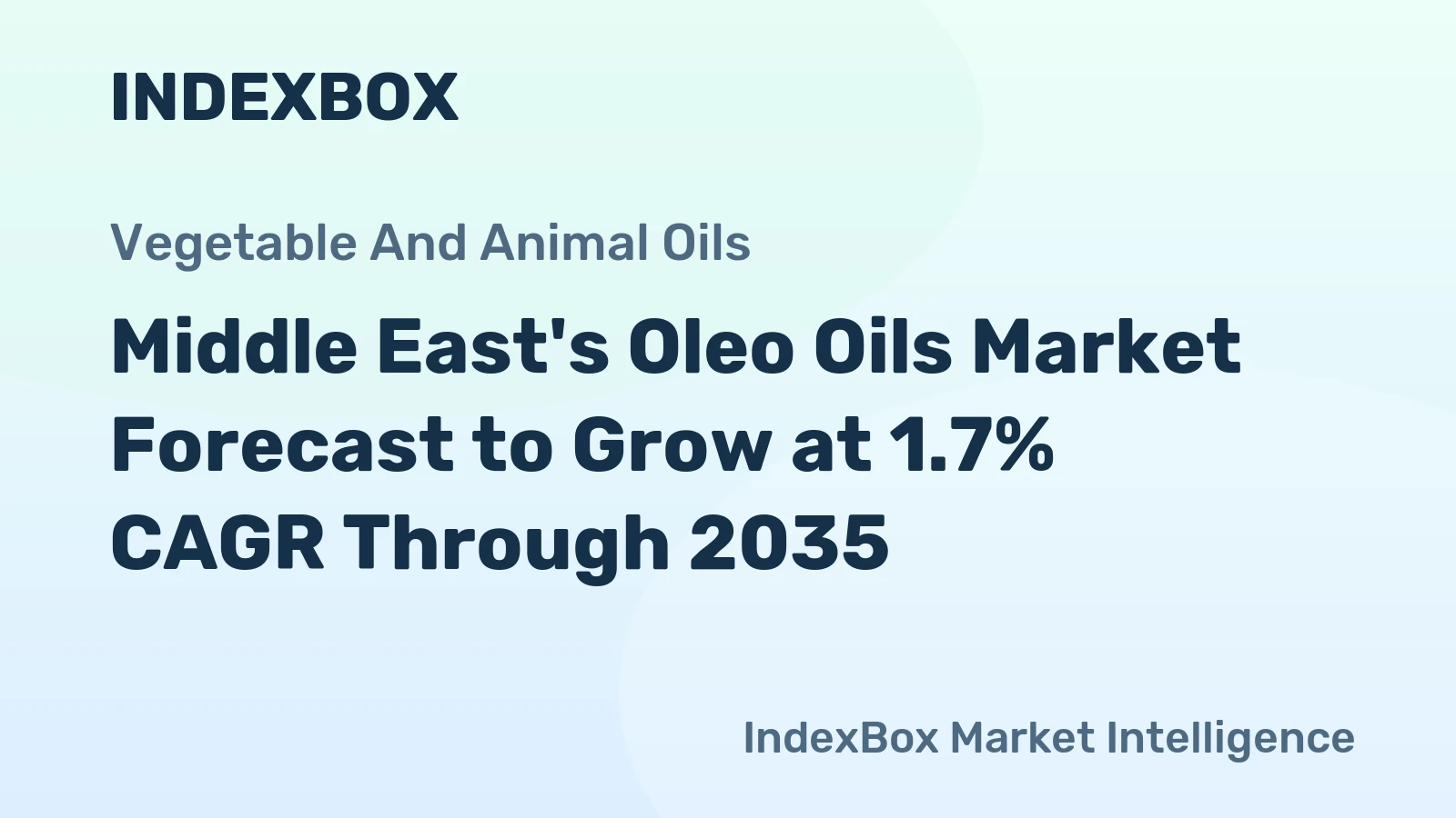 Middle East's Oleo Oils Market Forecast to Grow at 1.7% CAGR Through 2035