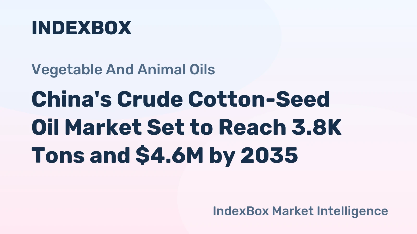 China's Crude Cotton-Seed Oil Market Set to Reach 3.8K Tons and $4.6M by 2035