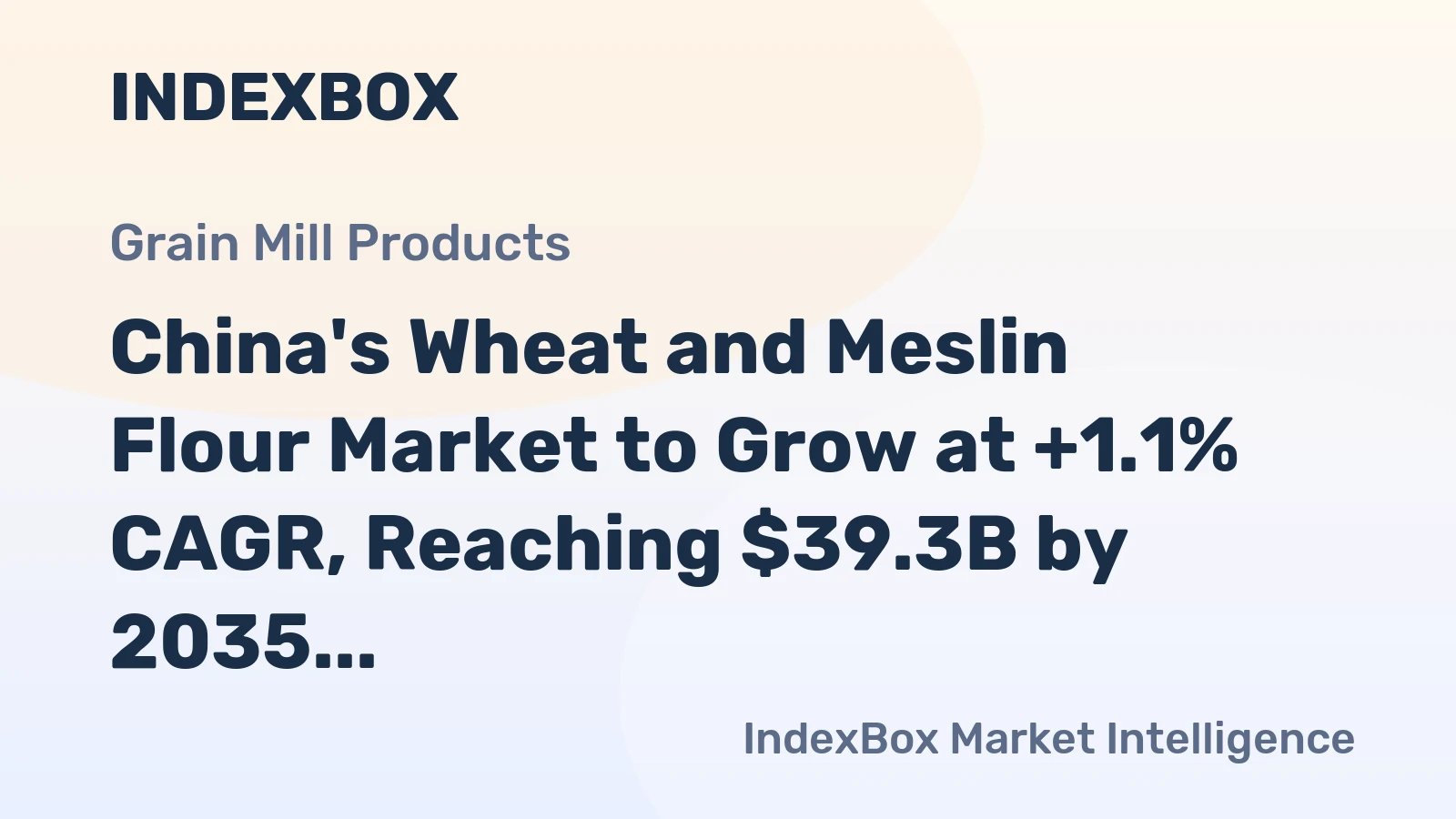 China's Wheat and Meslin Flour Market to Grow at +1.1% CAGR, Reaching $39.3B by 2035