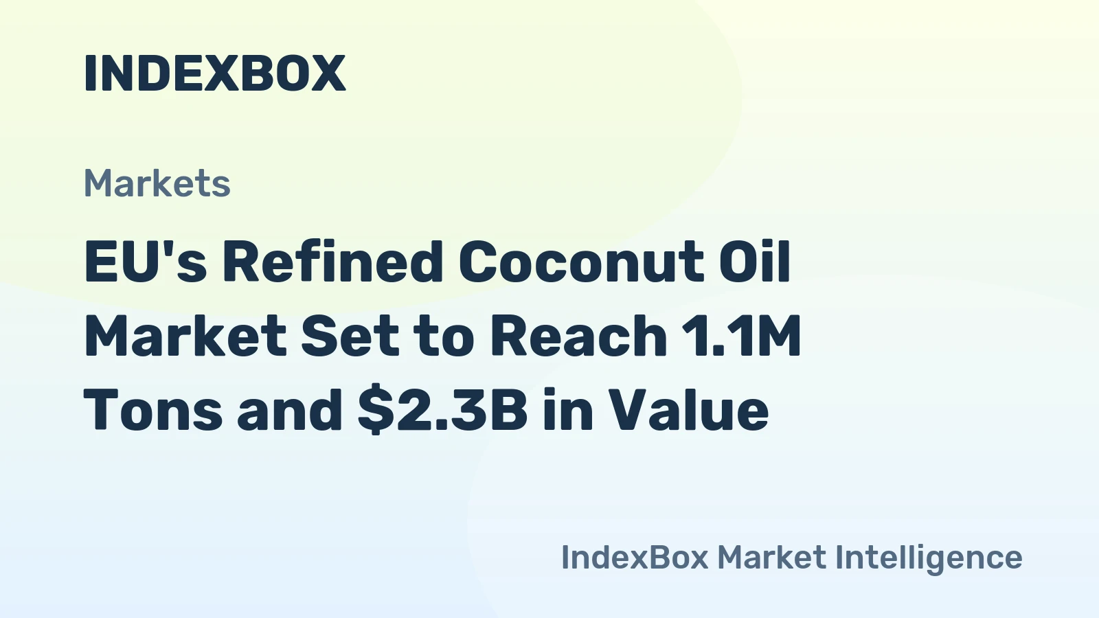 EU's Refined Coconut Oil Market Set to Reach 1.1M Tons and $2.3B in Value