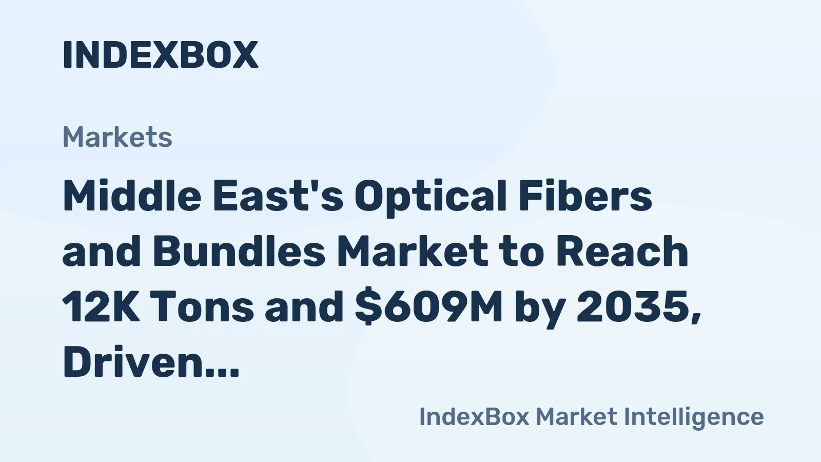 Middle East's Optical Fibers and Bundles Market to Reach 12K Tons and $609M by 2035, Driven by Increasing Demand
