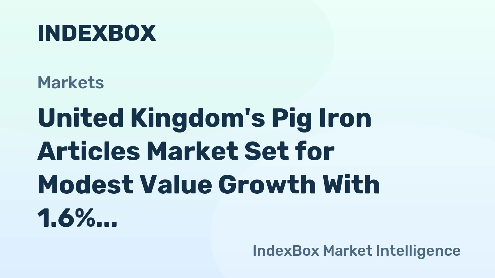 United Kingdom's Pig Iron Articles Market Set for Modest Value Growth With 1.6% CAGR