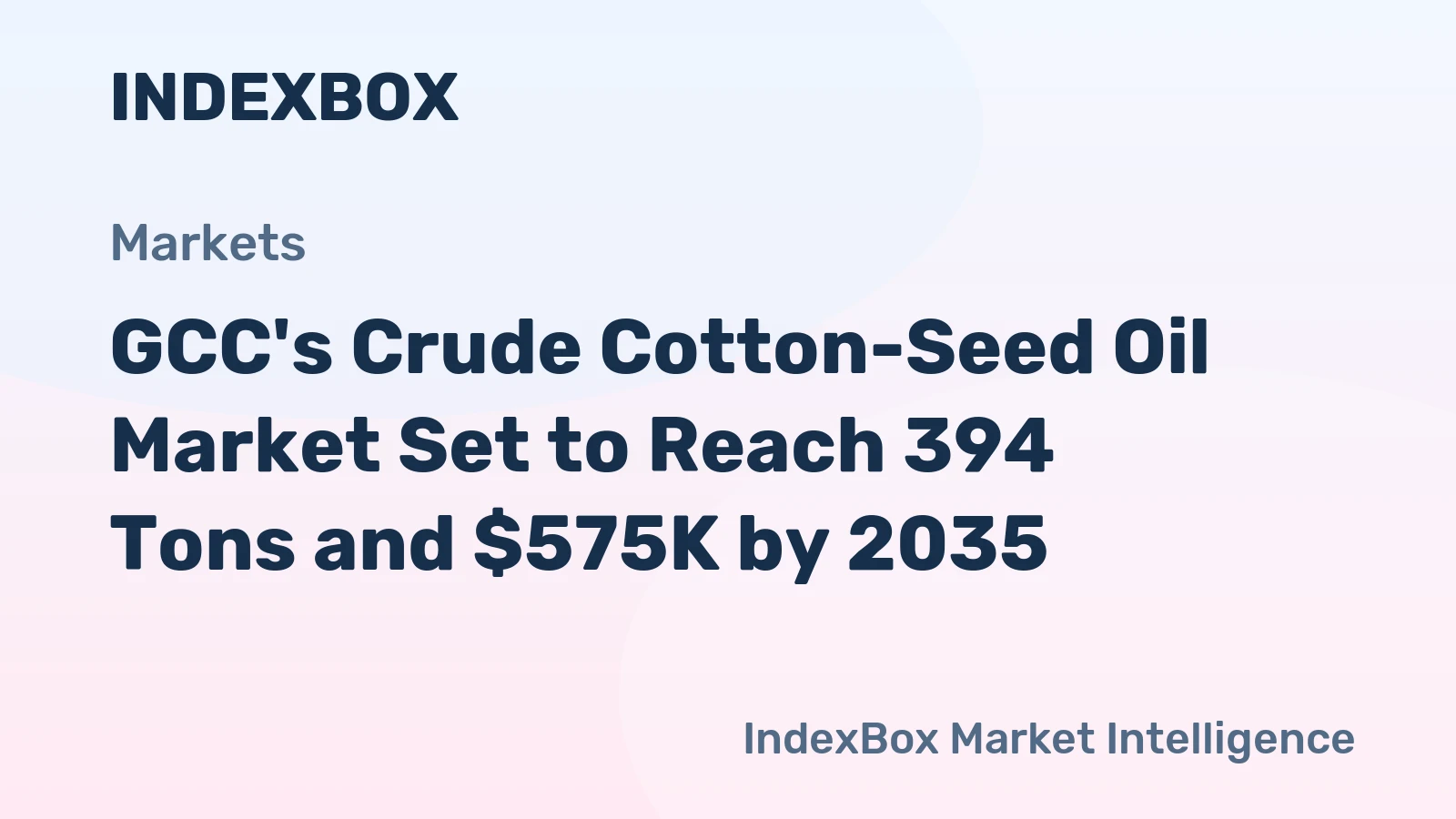 GCC's Crude Cotton-Seed Oil Market Set to Reach 394 Tons and $575K by 2035