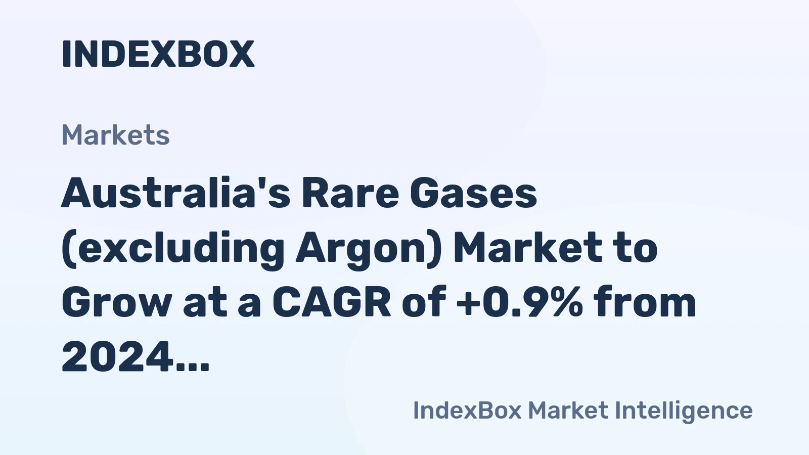 Australia's Rare Gases (excluding Argon) Market to Grow at a CAGR of +0.9% from 2024 to 2035, Reaching $342M by 2035